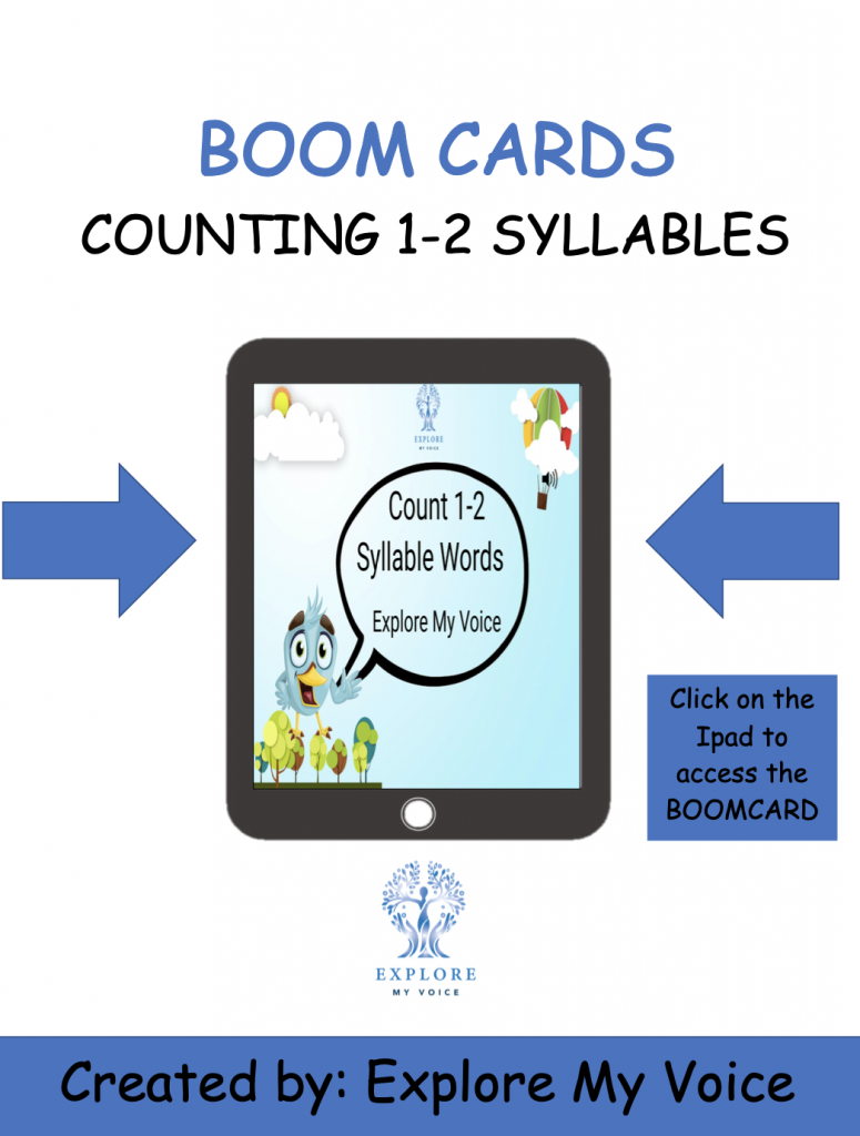 Boom Card: Counting 1-2 Syllable Words | Explore My Voice