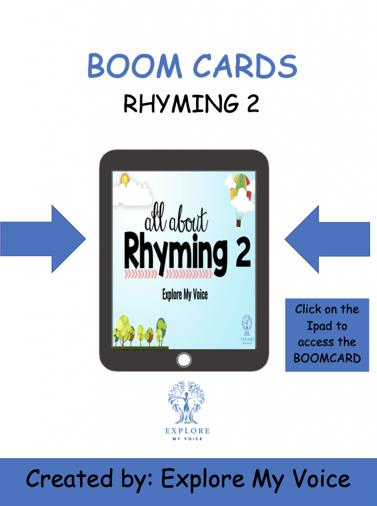 Boom Card: Rhyming part two | Explore My Voice