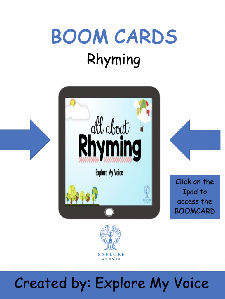 Boom Card: Rhyming part one | Explore My Voice